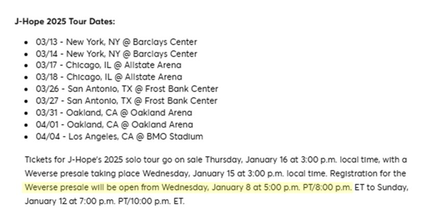 BTS J-Hope’s Solo Tour Dates Leaked Online - Koreaboo