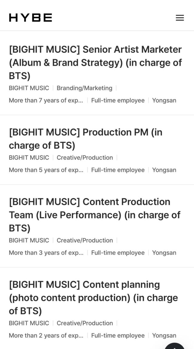 Want To Work With BTS? BIGHIT MUSIC Posts 7 Job Openings - Comcastca ...